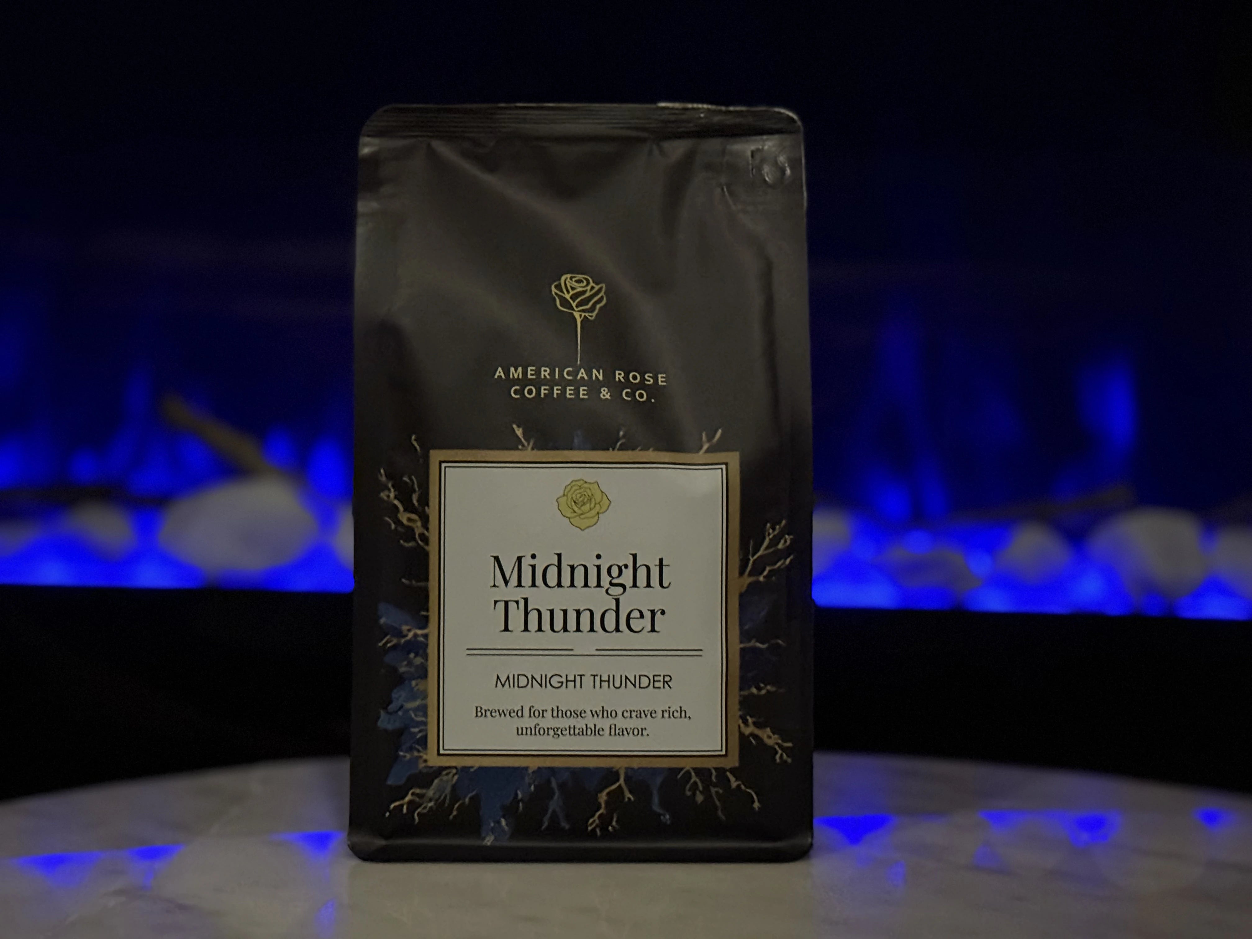 Midnight Thunder, Dark Roast –Ground Coffee (Three 12 oz Bags) – American Rose Coffee and Lifestyle